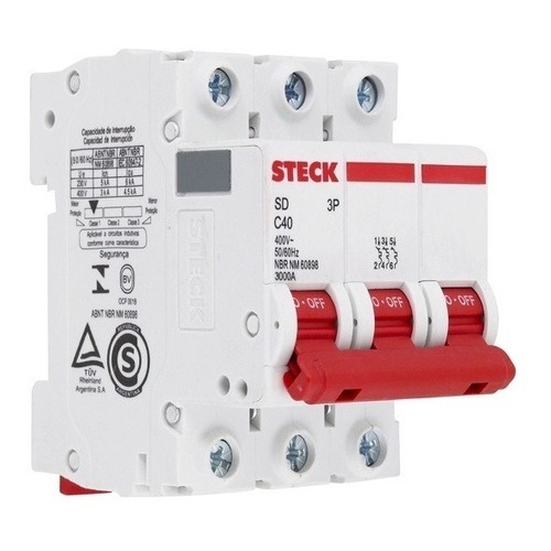 Disjuntor Tripolar Din Curva C 50a Steck | Shopee Brasil