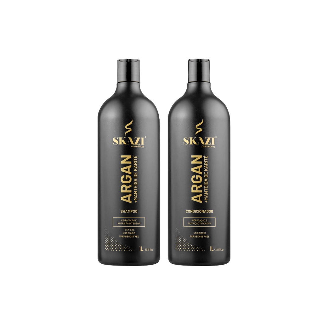 Kit Skazi Vegano Shampoo + Condicionador Argan + Manteiga De Karite 1litro | Shopee Brasil