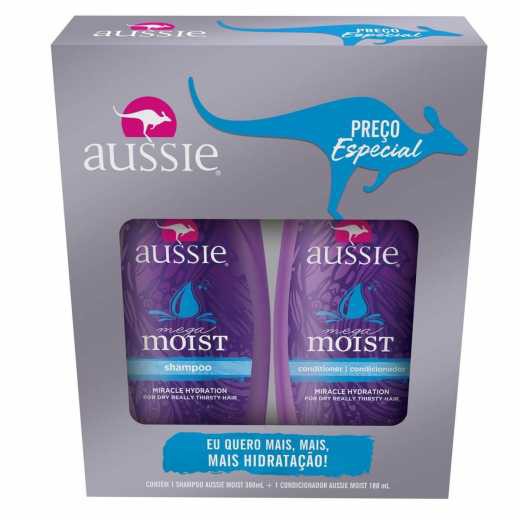 Kit Shampoo Aussie Moist 360ml + Condicionador Aussie Moist 180ml ...