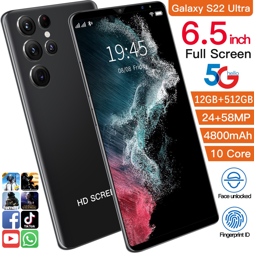 [Versão Global] Galaxy S22 Ultra-Screen Smartphone 6,5 Polegadas Cheio 12Gb RAM 512 ROM Forma De ...