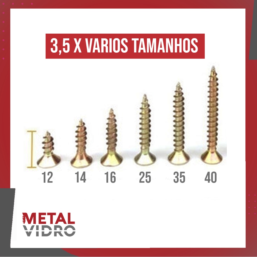 Parafusos Chipboard 3.5mm Cab.Chata Moveis Gavetas Prateleiras Madeira ...