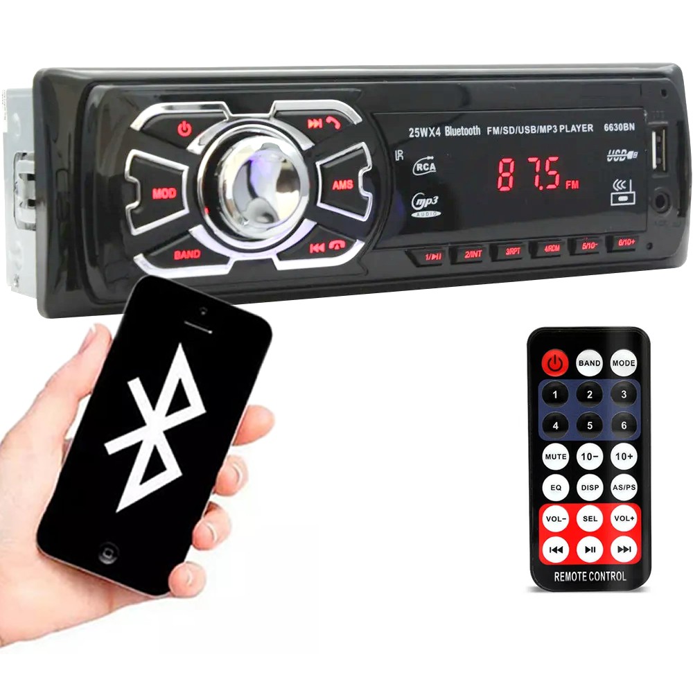 Auto Radio Automotivo Bluetooth MP3 Player FM USB Sd Som Carro | Shopee Brasil