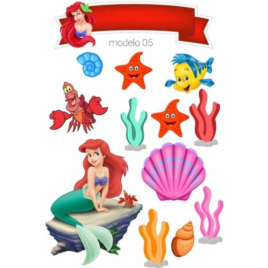 Topper de bolo PEQUENA SEREIA ARIEL - Escorrega o Preço