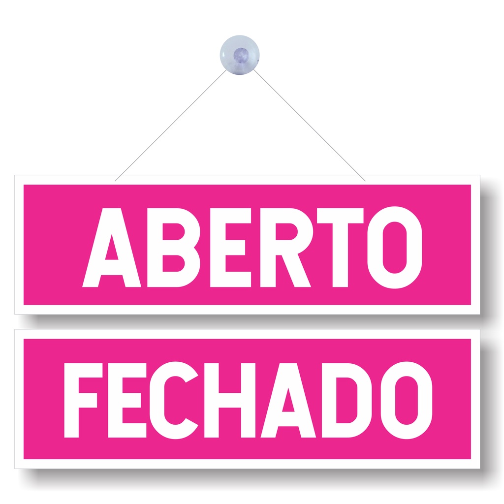 Placa Aberto fechado Com Cordão E Ventosa Pvc fundo Rosa | Shopee Brasil