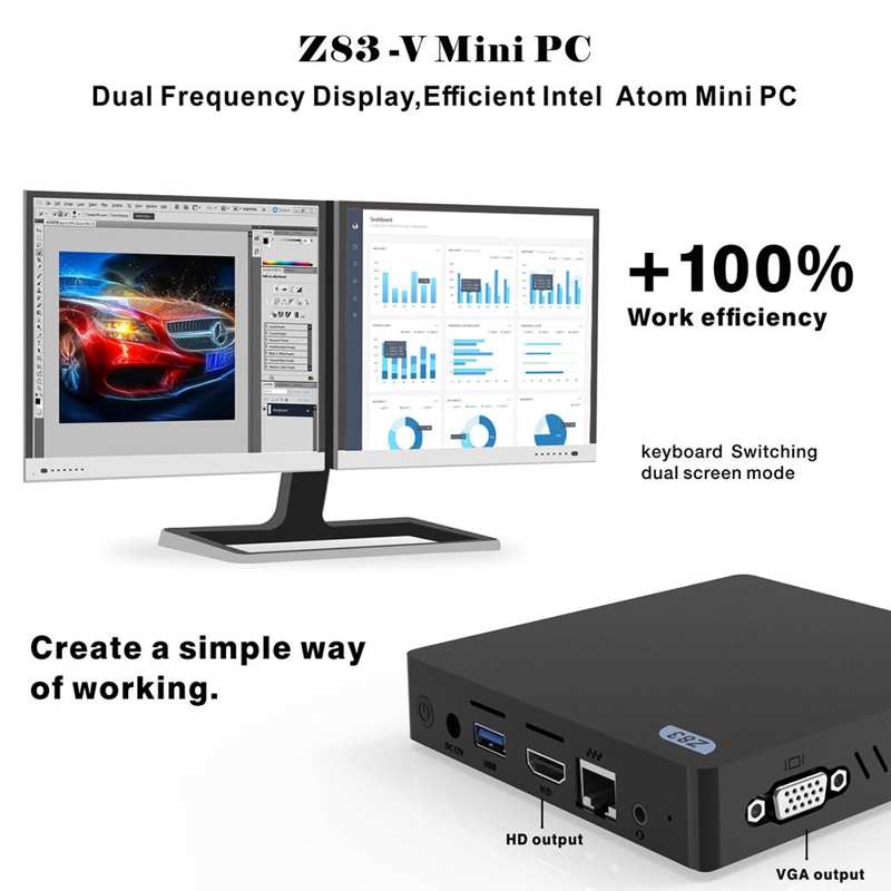 Z83 Mini Pc Para Windows 10 Dual Wifi 4gb + 64gb Computador Quad-Core ...