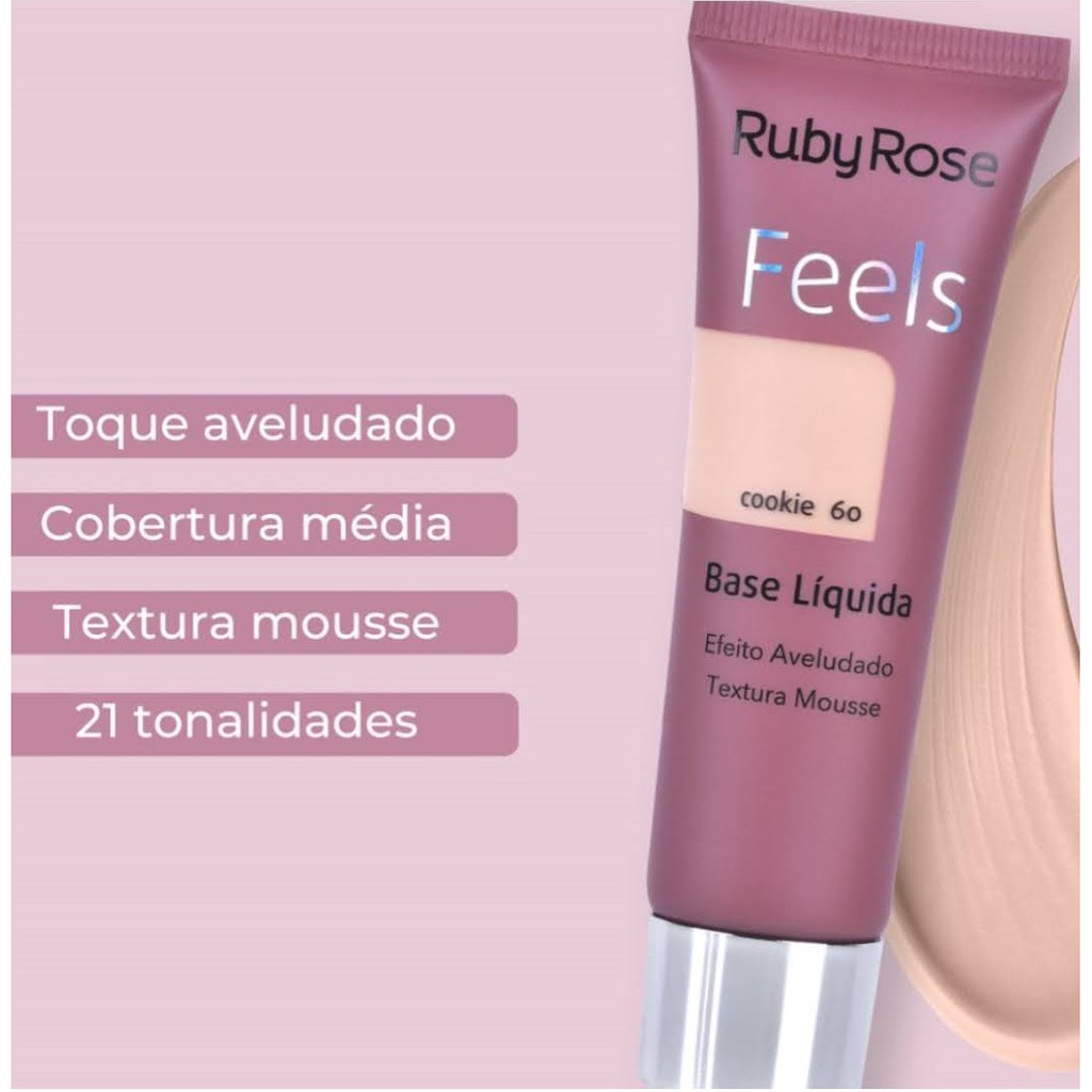 Base Feels Ruby Rose 29ml Efeito Aveludado Textura Mousse | Shopee Brasil