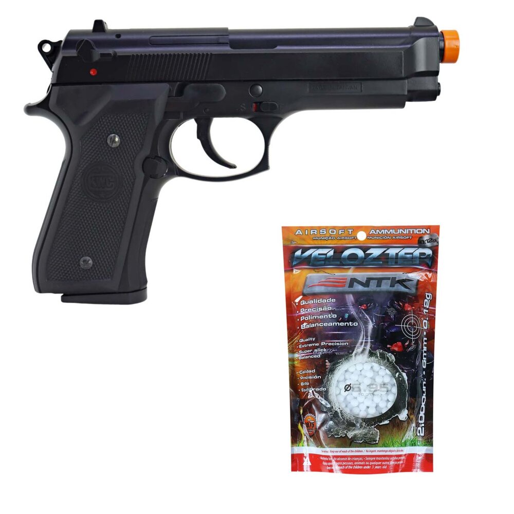 Pistola De Airsoft Spring Kwc Beretta M92 6mm + 2000 Bbs | Shopee Brasil