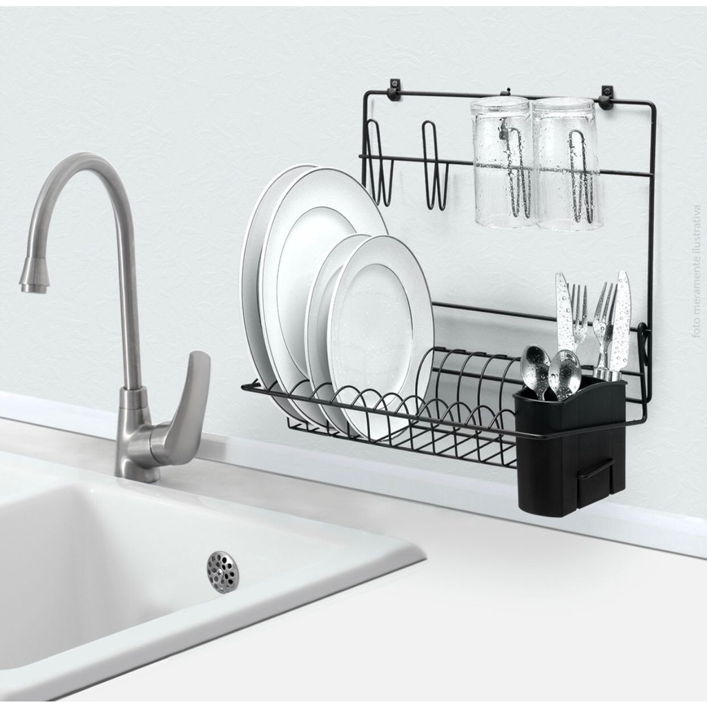 Escorredor De Prato Para Louças Louca Cozinha Seca Pratos Duplo Porta ...