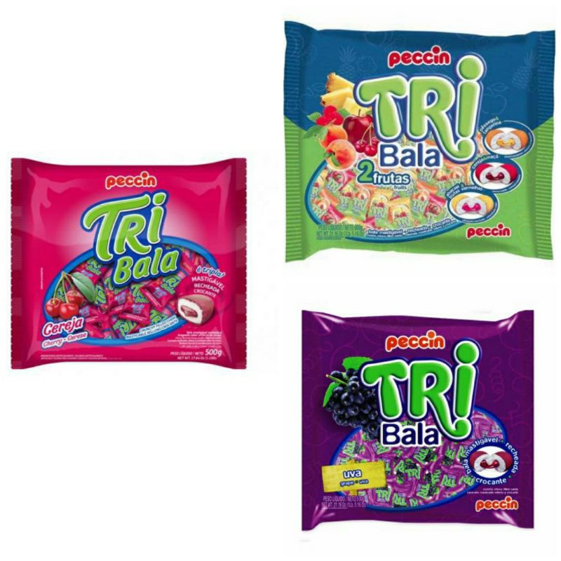 Bala Recheada Tri Bala-kit 3 Pacotes Com 500gr - Peccin | Shopee Brasil