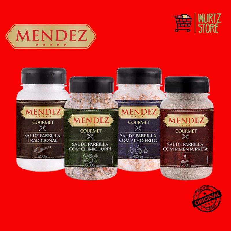 Sal de Parrilha Mendez - 360g / 600g / 1 Kg - Tradicional / Alho / Pimenta Preta / Chimichurri ...