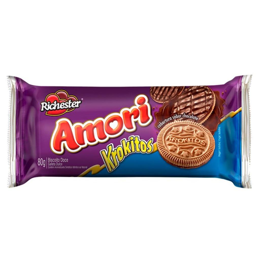 BISCOITO AMORI KROKITOS RICHESTER_80g | Shopee Brasil