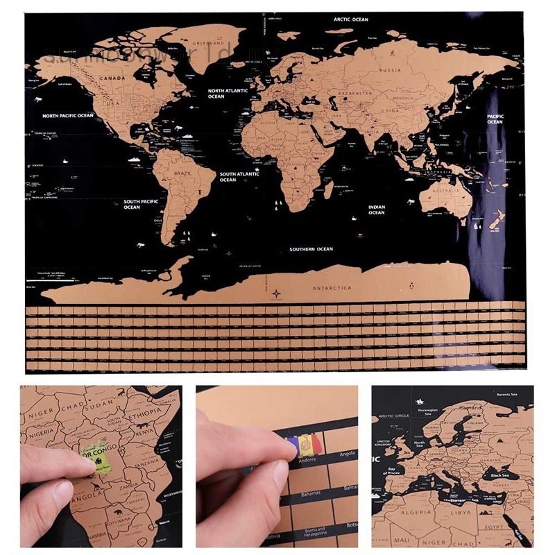 Nova Edição De Viagem Deluxe Zero Off Mapa Do Mundo Cartaz | Shopee Brasil