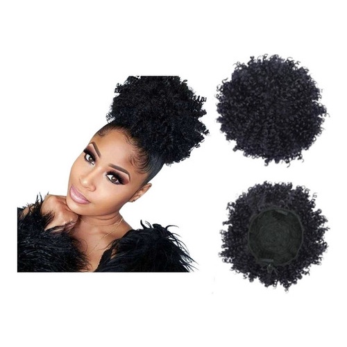 Aplique Coque De Cabelo Orgânico Cacheado Afro Puff | Shopee Brasil