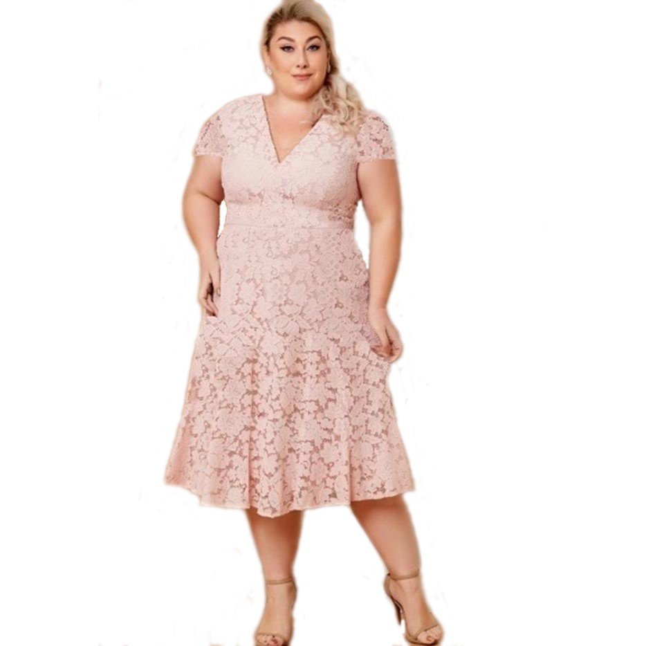 Vestido Plus Size Civil 75 Renda Batizado Festa Madrinha | Shopee Brasil