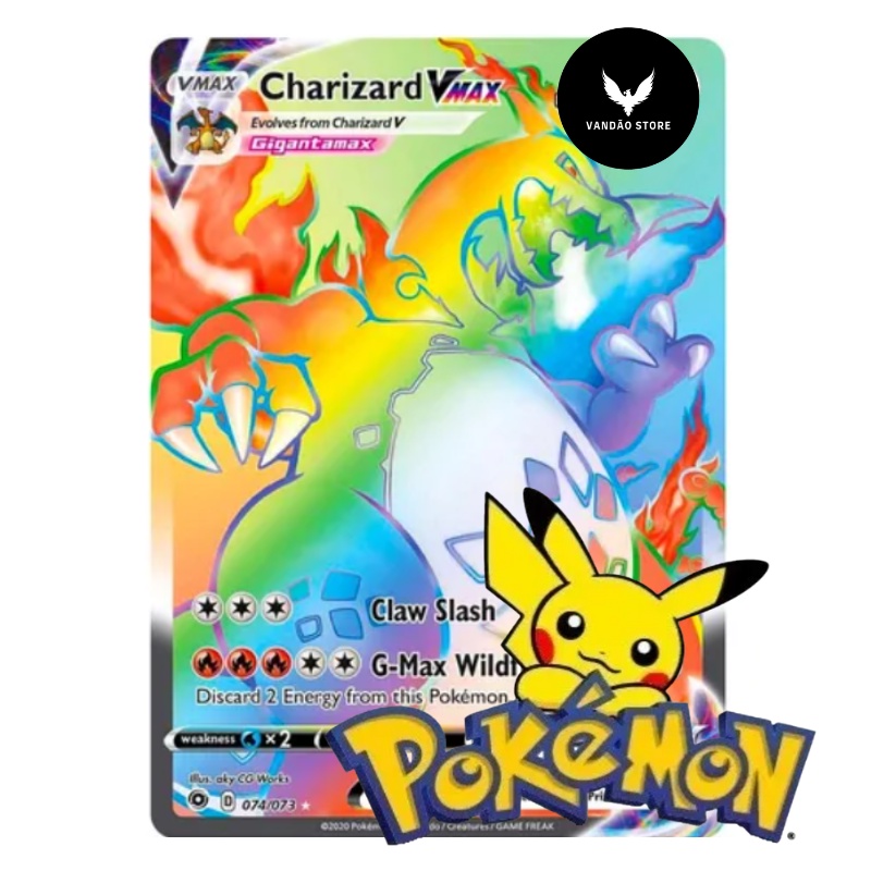 Kit 10 Cartas Pokémon Vmax + Charizard Vmax Rainbow Ps 330 + Protetores ...