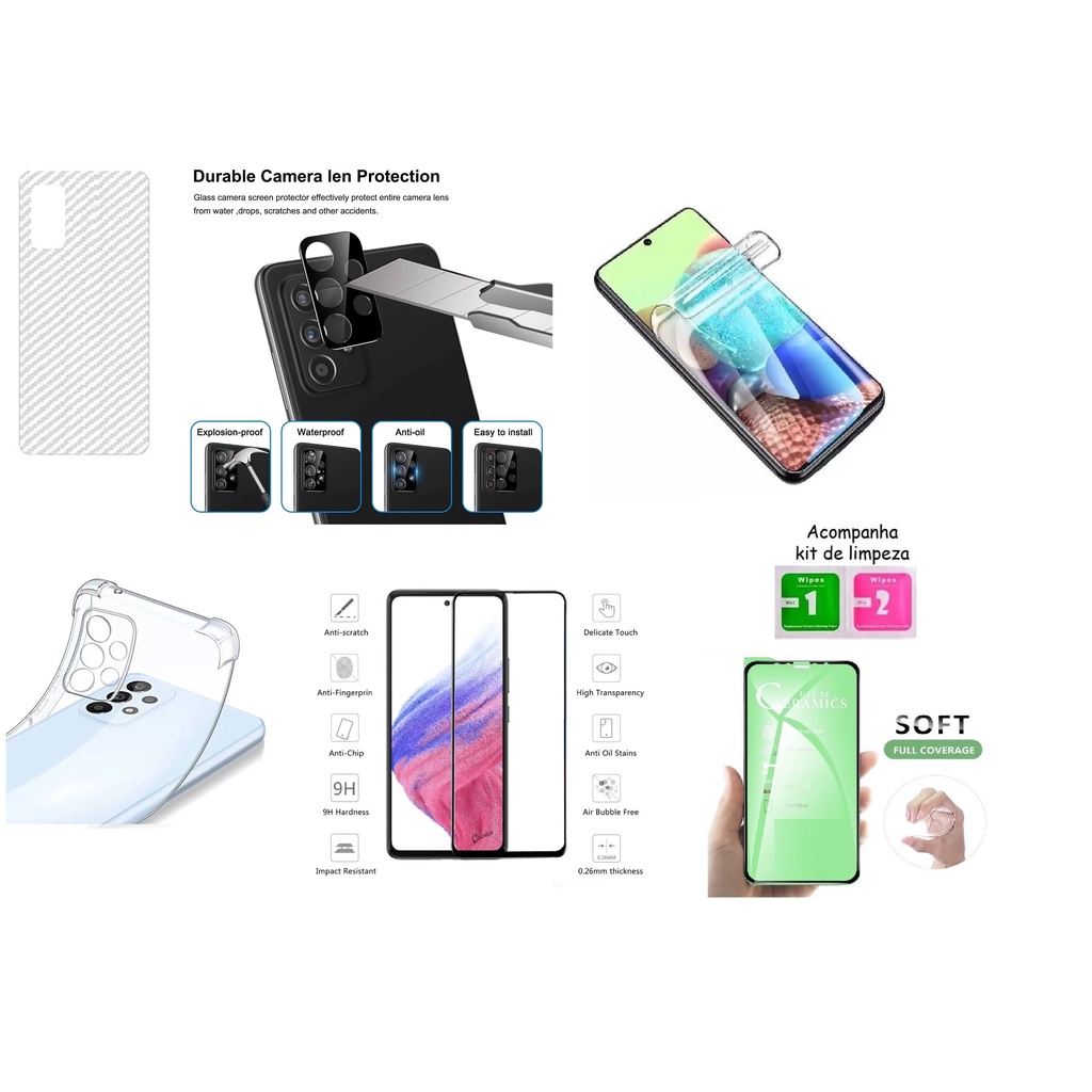 Kit Samsung Galaxy A70 A71 A72 A73 5g 4g Película De Cerâmica 9d