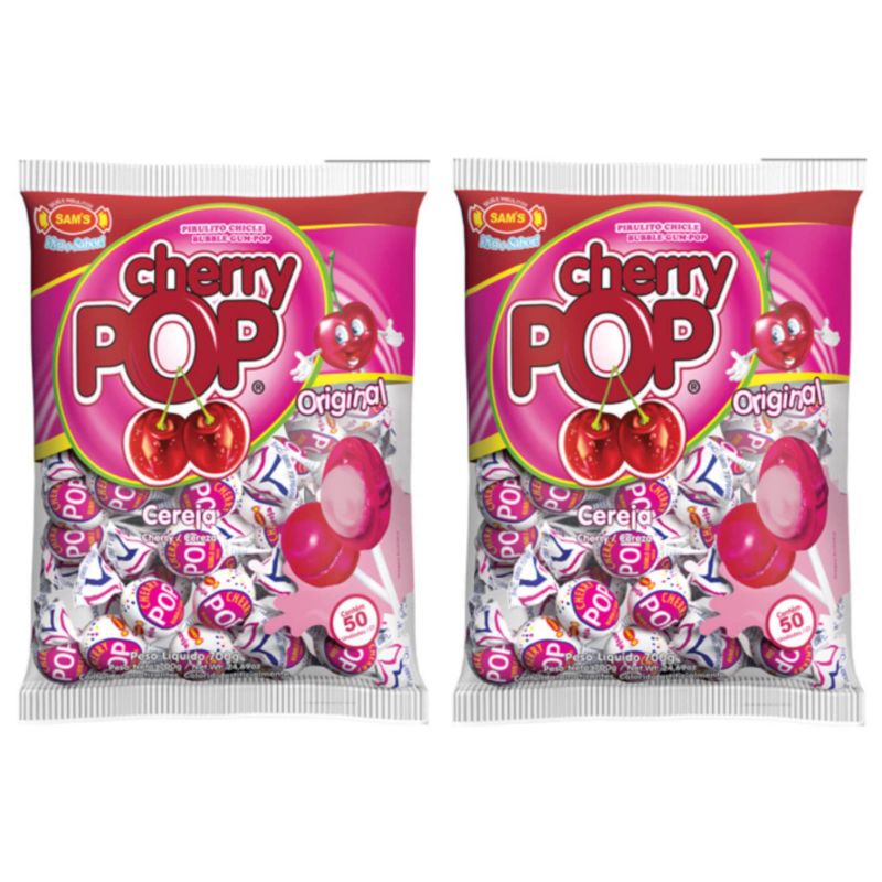kit com 2 Pacotes Pirulito Pop Chicle Cherry Pop com 100un Cereja C ...