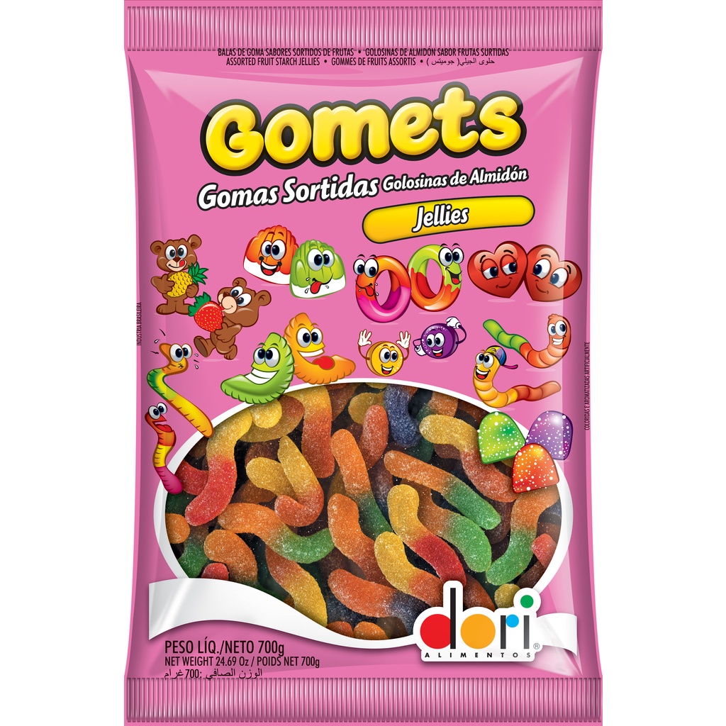 Gomets Dori Bala de Goma Jellies Sabores Sortidos Pacote de 700g ...