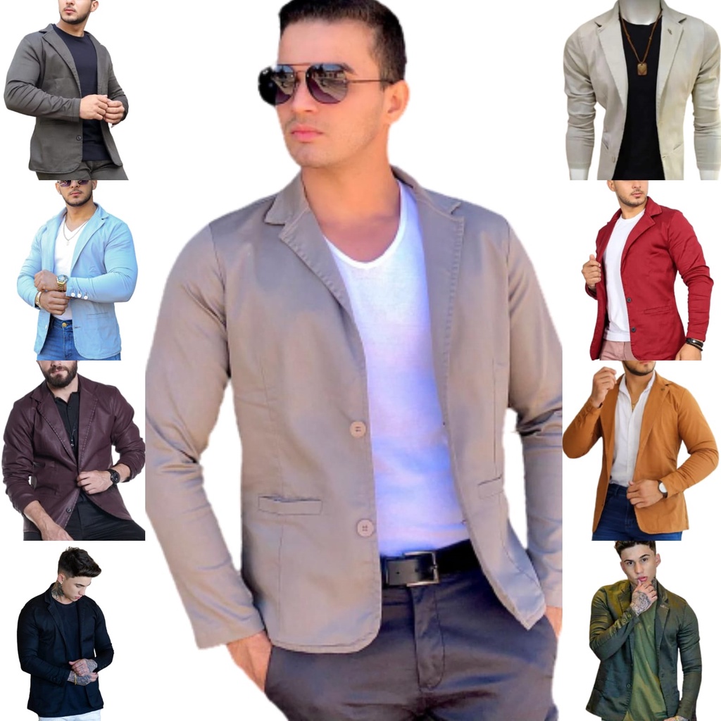 Blazer Elastano Slim Fit Masculino | Shopee Brasil