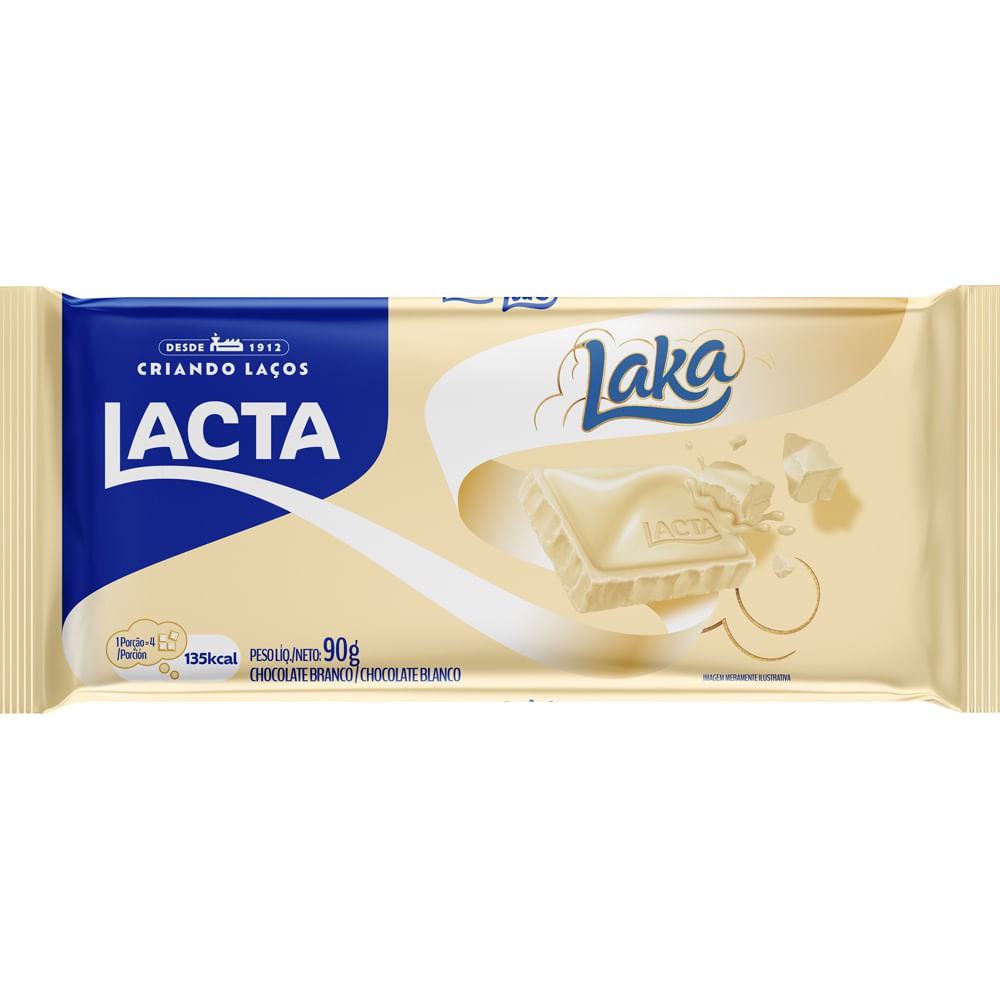 BARRA CHOCOLATE LACTA LAKA BRANCA 90G | Shopee Brasil