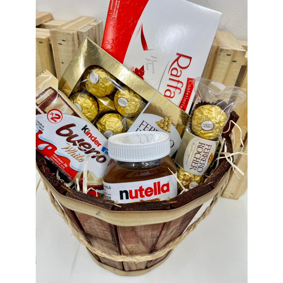 Cesta de Chocolate Ferrero Rocher Rafaello Nutella Kinder | Shopee Brasil