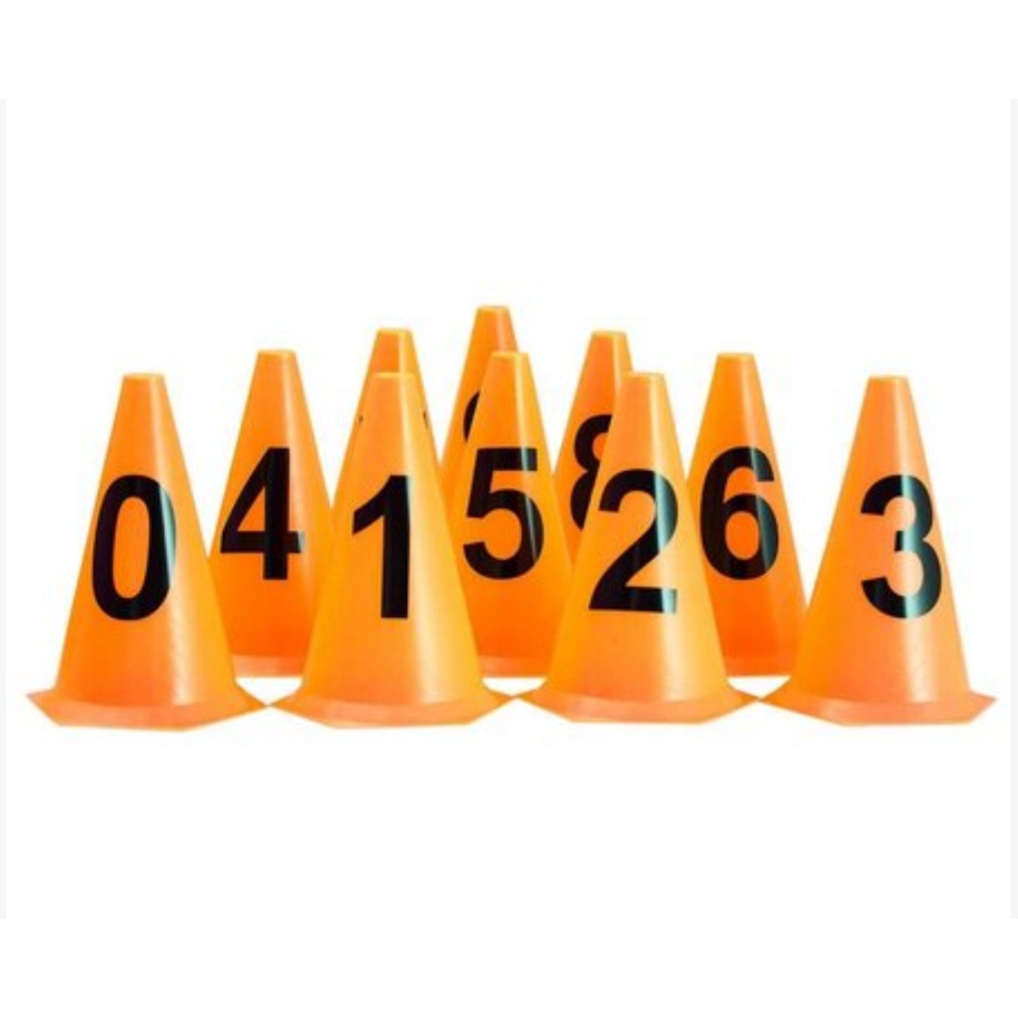 Kit C/10 Cone 24Cm Numerados Cor Laranja | Shopee Brasil