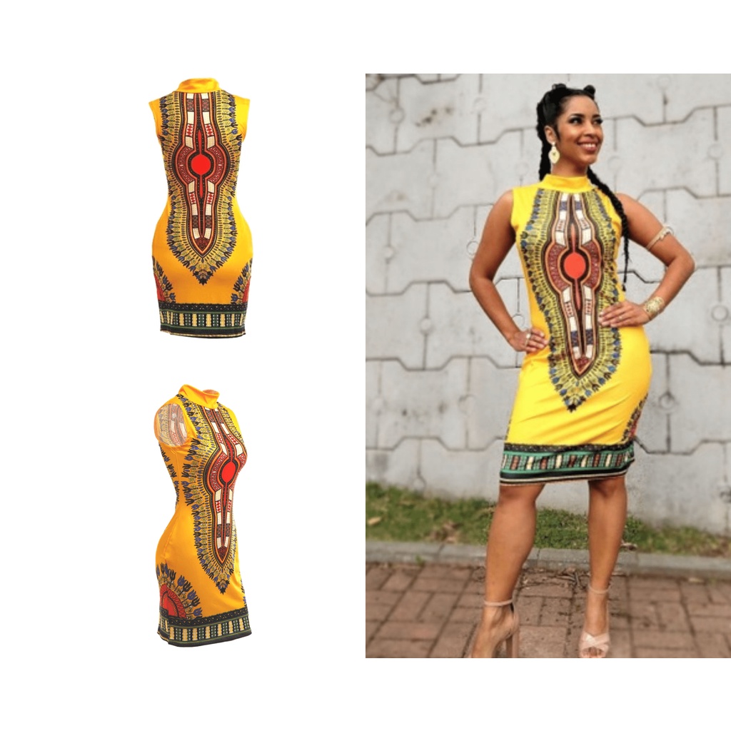 Vestido Afro Curto Amarelo | Roupas africana | feminino curto moda afro ...