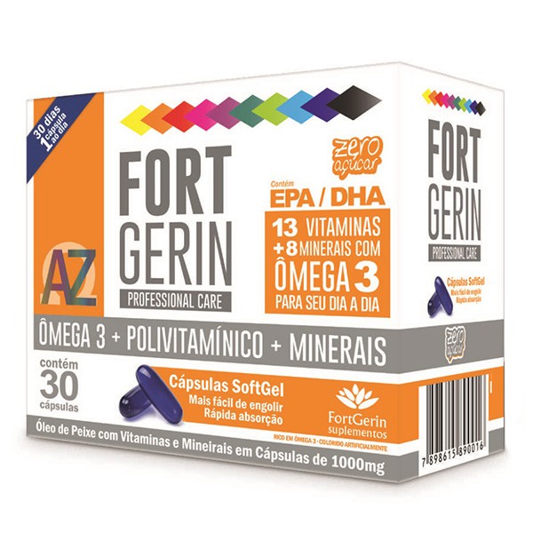 Fortgerin Omega 3 + Vitaminas + Minerais C/30caps 1450mg | Shopee Brasil