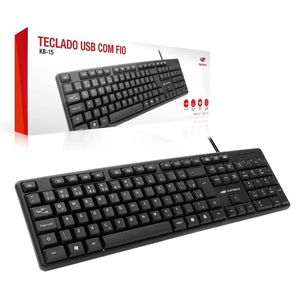 Teclado Usb Kb-15bk Preto C3tech | Shopee Brasil