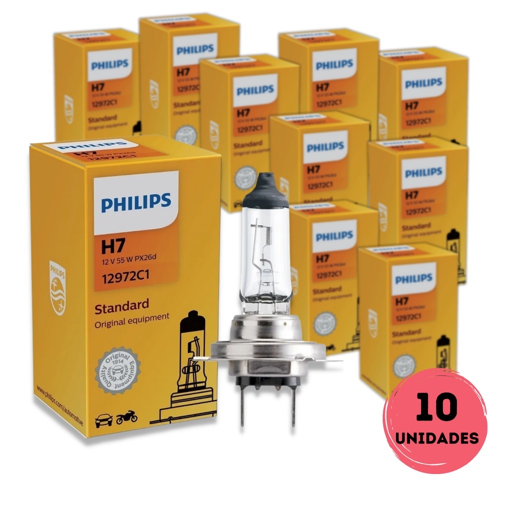 Kit 10 Lampadas H7 12v Philips Envio Imediato | Shopee Brasil