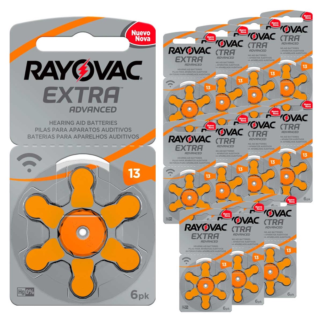 72 Pilhas Baterias Auditiva 13 Rayovac Pr48 Aparelho Auditivo - 12 Cartelas com 6 Unidades ...