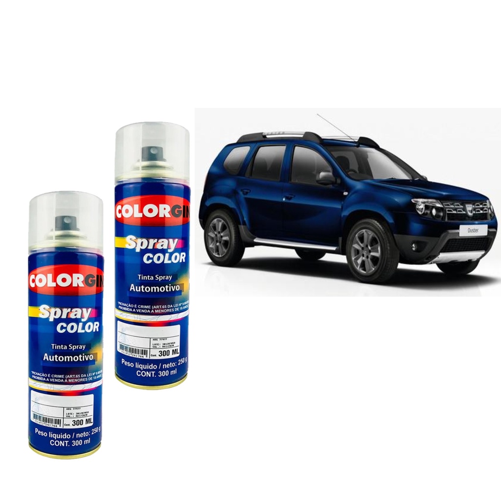 Kit Tinta Automotiva Spray reparos de pintura Azul Iron Renault 300ml ...