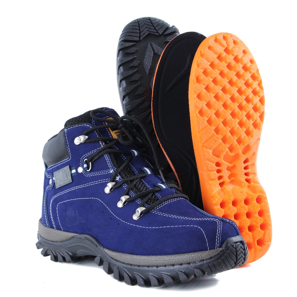 Bota Caterpillar Azul De Couro Masculina + Palmilha Gel | Shopee Brasil