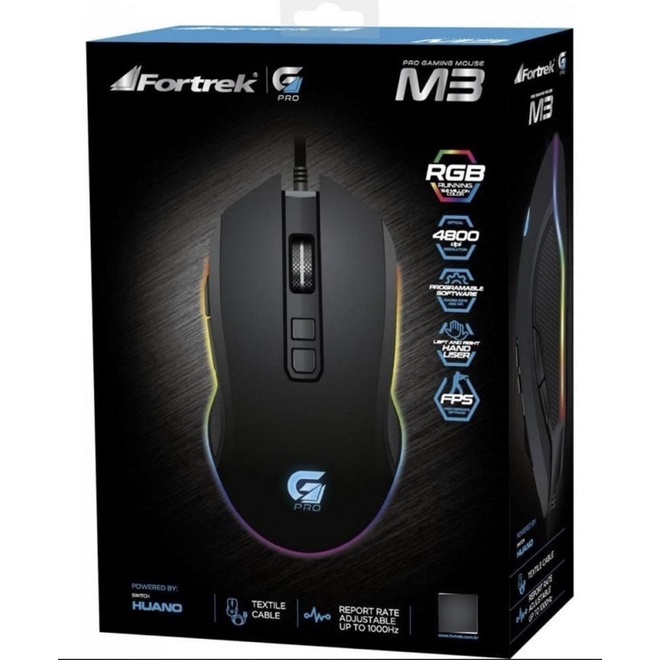 Mouse Gamer Fortrek Pro M3 RGB Preto - Escorrega o Preço