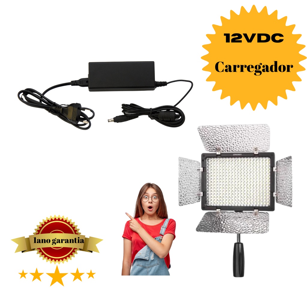 Fonte Para Led Yongnuo Yn-160iii Yn-300iii Yn-360 Yn-600 12v | Shopee ...