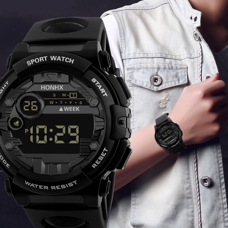 Relógio De Pulso Digital Masculino À Prova D 'Água Luminoso Com Mostrador Grande / Esportivo ...