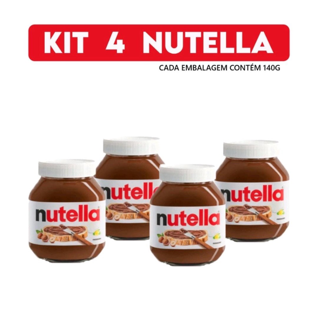 Kit Com 4 Nutella Creme de Avelã 140g Original com Cacau Ferrero ...