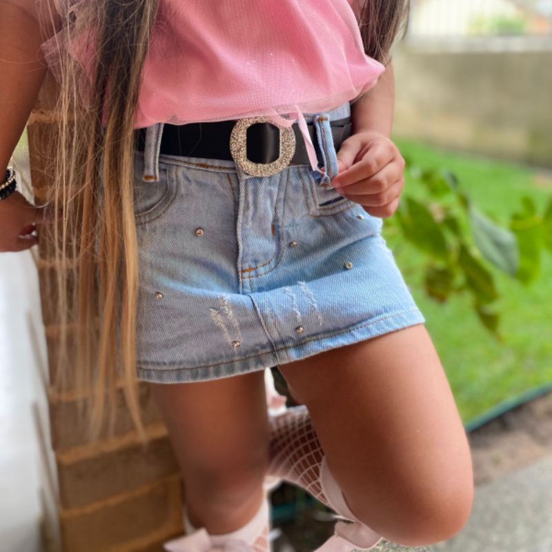 Saia Hot Pants Detonada Jeans Feminina Infantil E Juvenil Shopee Brasil