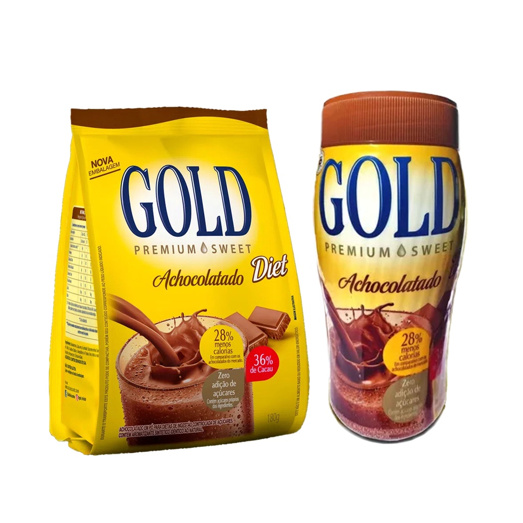 Kit 1 Achocolatado Gold Diet 180g + 1 Achocolatado Gold Diet 200g ...