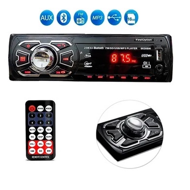 Som Automotivo MP3 Player 6660BSC First Option Bluetooth, Entrada Auxiliar, P2, Rádio FM, Saída ...