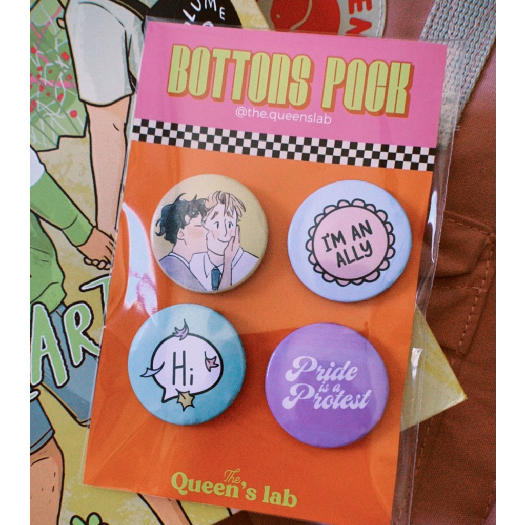 Kit Pack 4 Bottons Heartstopper - Broches coloridos - Emblema Mochila ...