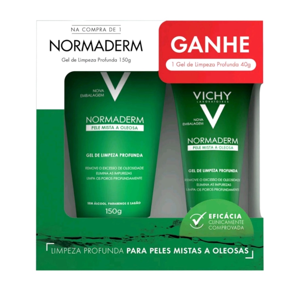 Kit Gel de Limpeza Profunda Normaderm 150G + Gel de Limpeza Profunda Normaderm 40G Vichy ...