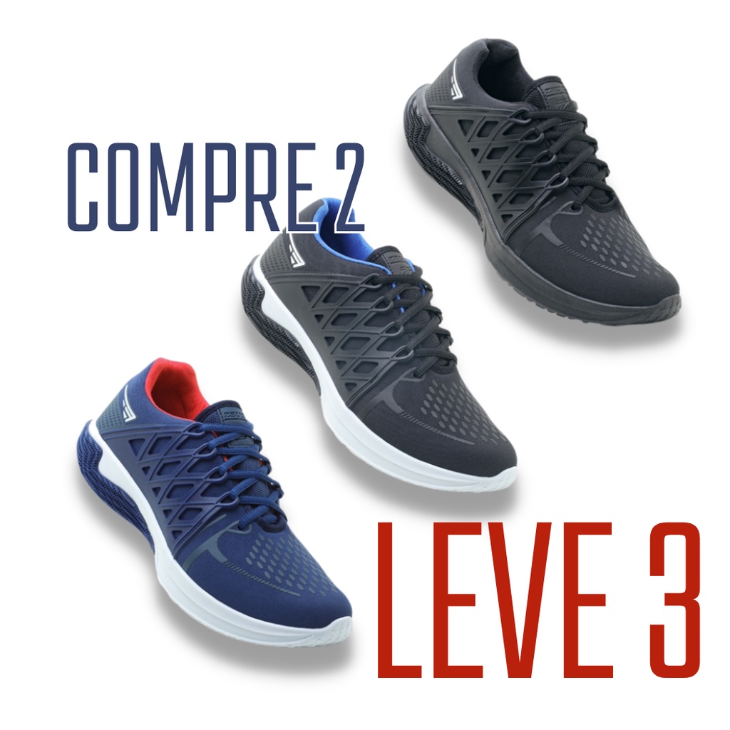 Kit 3 Tenis Masculino Zeus Confortável Jogger Calce Fácil Caminhada ...