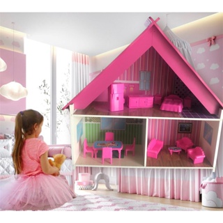 Casinha de Boneca Grande em MDF Rosa Linda Sweet Home Lili House ...