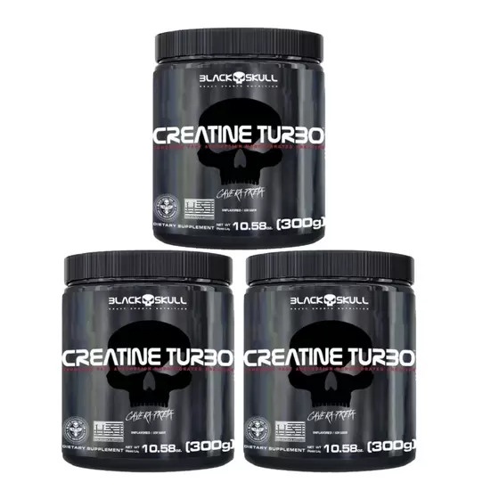 Kit 3x Creatina Monohidratada 300g (cada) Creatine turbo Blackskull USA ...