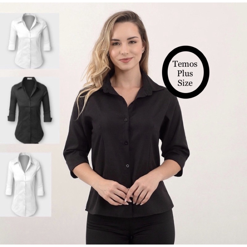 Camisete Branca Social Feminina Garbadine Direto Da Fábrica - Corre Que ...