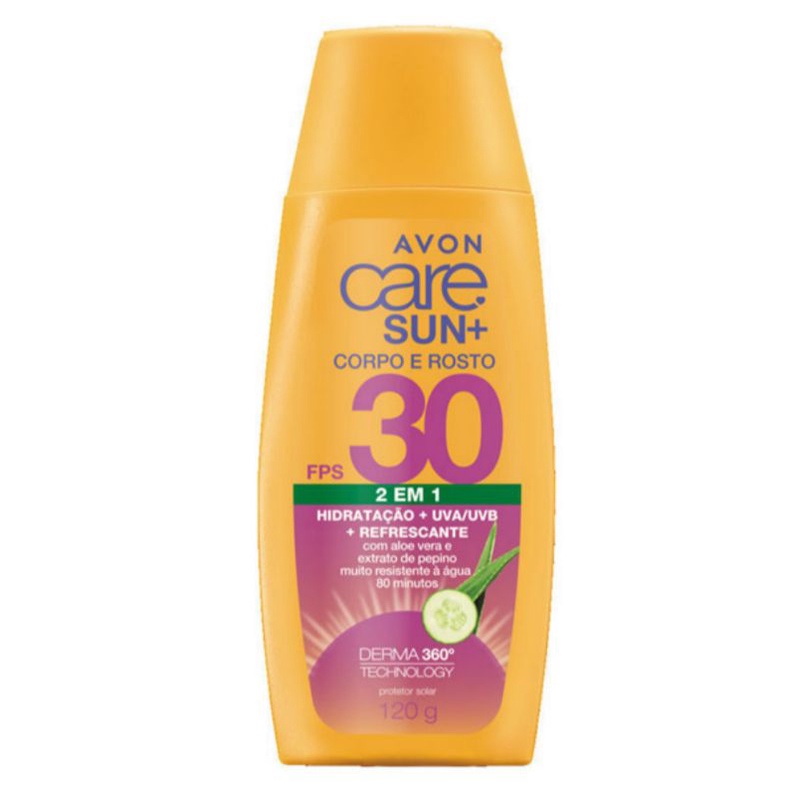 Protetor Solar Avon Care Sun+ Rosto e Corpo FPS30 - 120g | Shopee Brasil