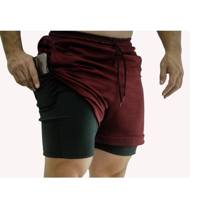 Shorts Esportivo Masculino Duplo-Deck De Corrida Corrida 2 Em 1 / Short ...