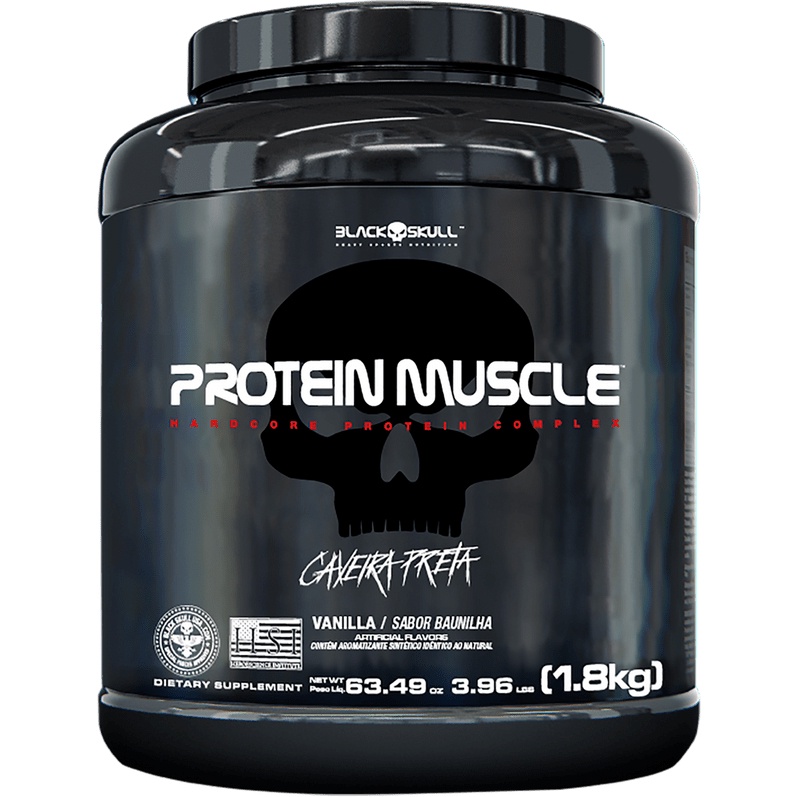 Protein Muscle - 1800g - Black Skull (3 tipos de Whey Protein ...