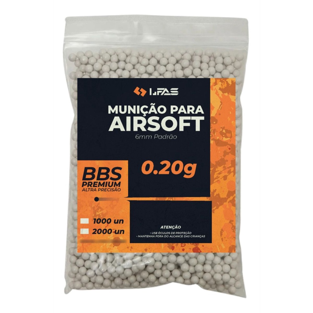 Bbs 0.20 Airsoft Munição Esferas Plástica LFAS 1000 Unidades ...